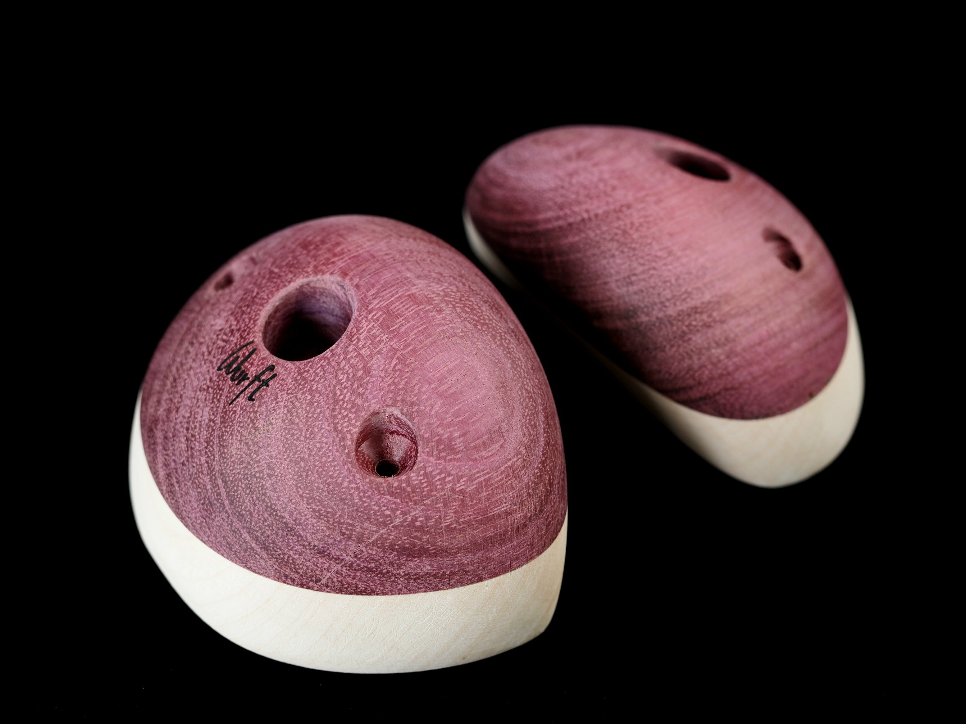 Pair of Small Positive Premium Slopers (Purpleheart) – Wurft Climbing Holds